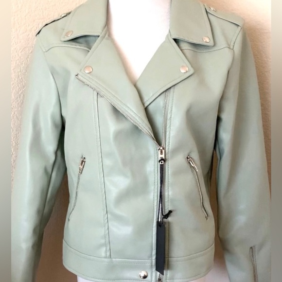 Blank NYC | Jackets & Coats | Blank Nyc Motojacket Jacket Faux Leather Jacket Pale Sage Green ...